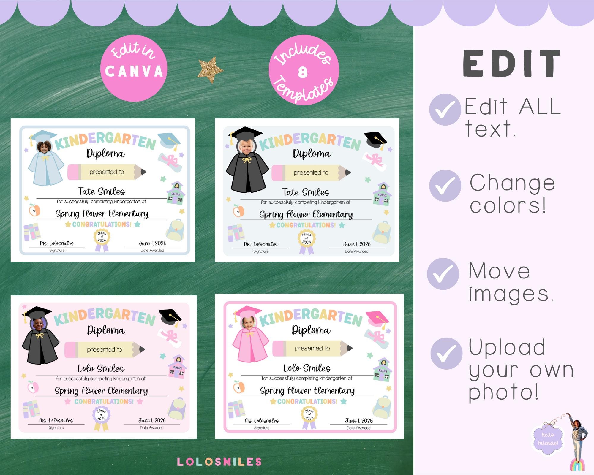 Editable Kindergarten Graduation Certificate With Photo: Class of 2026 ...