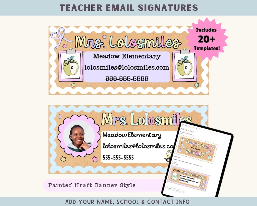 Teacher Email Signature Template: Painted Kraft Paper Banner (canva ...