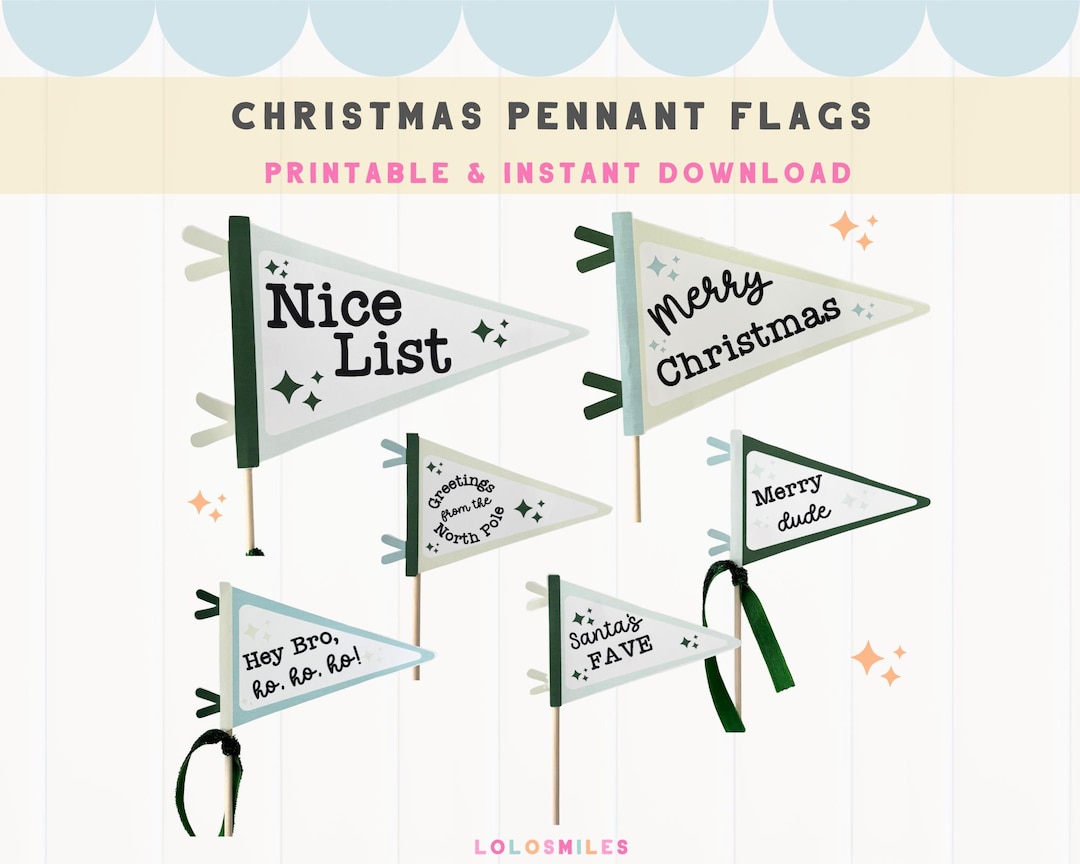 Printable Christmas Pennant Flags: Perfect Burr Basket Fillers & Decor ...
