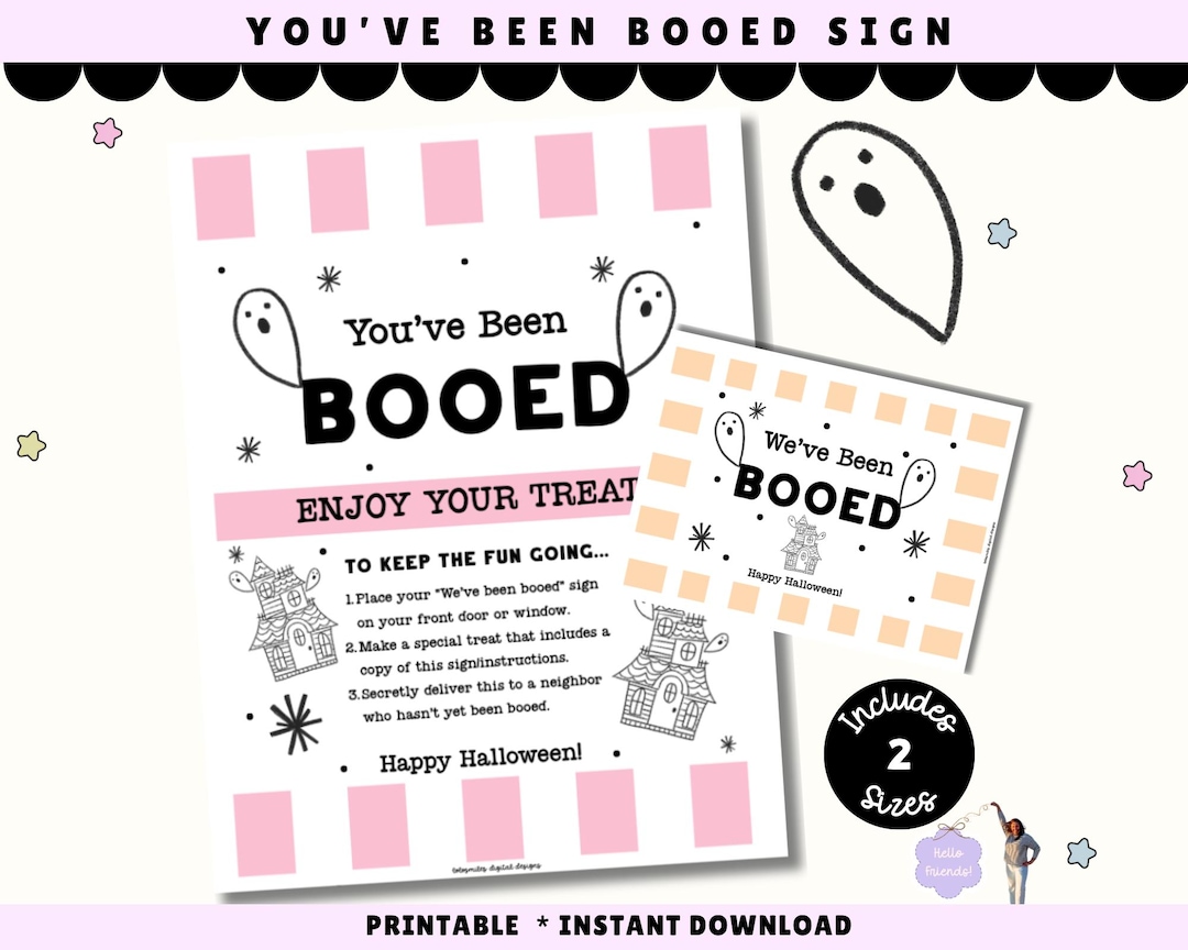 You've Been Booed Sign: Halloween Printable Kit (PDF) - Etsy