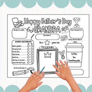 Grandpa Father's Day Printable, All About Grandpa Placemat Activity ...