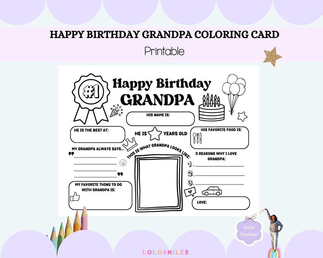 Happy Birthday Grandpa Coloring Page, Printable All About Grandpa ...