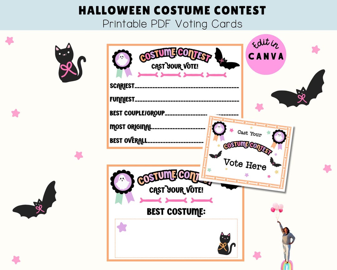 Halloween Costume Contest Voting Cards, Voting Table Sign, Printable ...