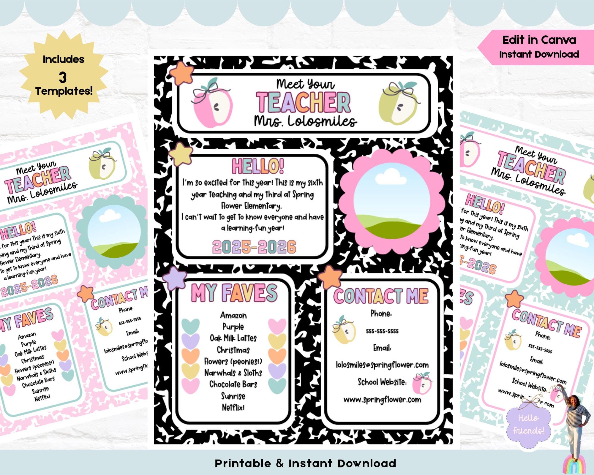 Meet the Teacher Template, Composition Notebook Design (digital ...