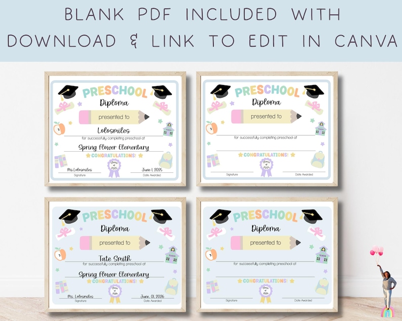 Preschool Certificate Diploma, Prek Graduation, Homeschool Diploma ...