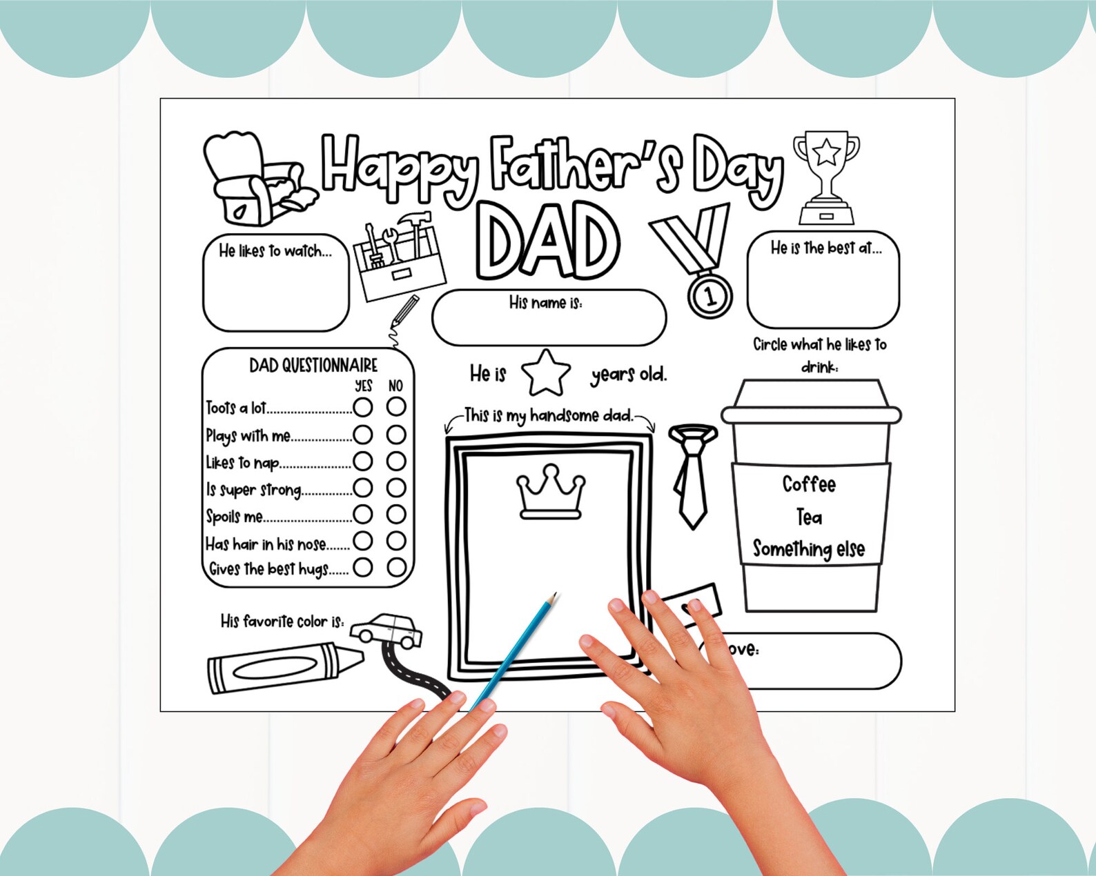 All About My Dad, Father's Day Card, Dad Fill-in-the-blanks, Father's ...