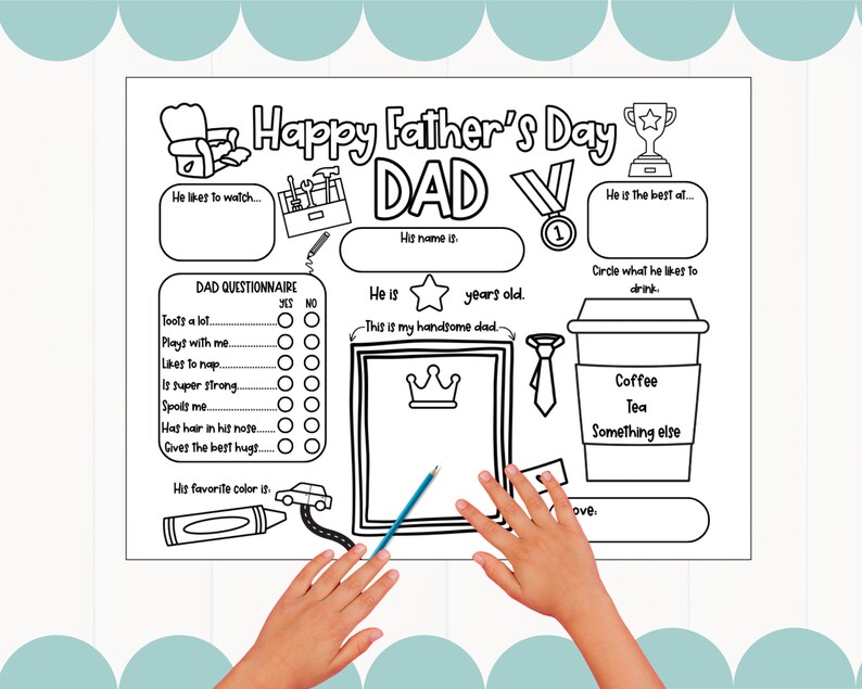All About My Dad, Father's Day Card, Dad Fill-in-the-blanks, Father's ...