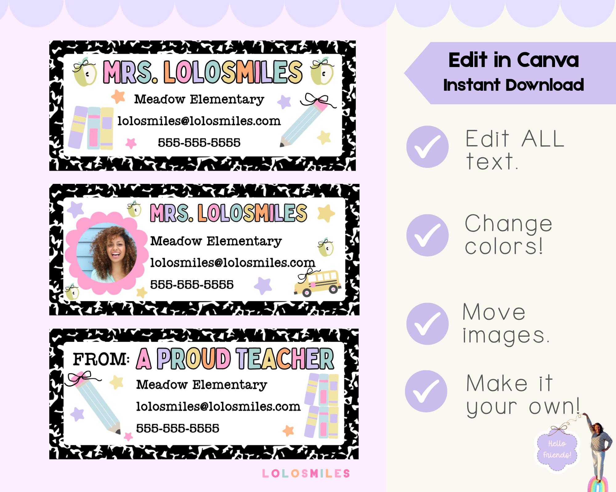 Teacher Email Signature, Composition Notebook, Email Headers, Email ...