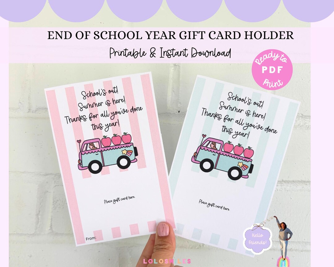 Teacher Gift Card Holder – End of School Year Card From Student – Hand ...