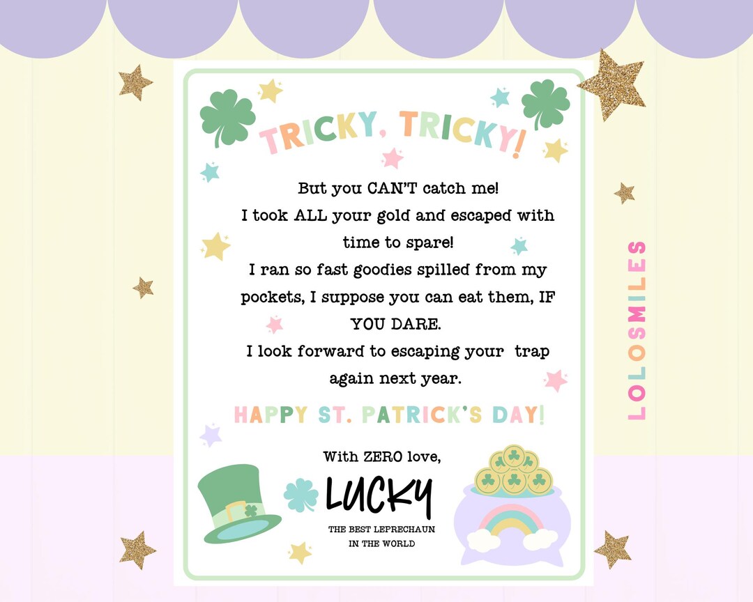 Leprechaun Letter, Leprechaun Trap Kit, Leprechaun Printable Letter for ...