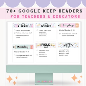 Google Keep Headers for Teachers and Educators, Digital Task Tracker ...