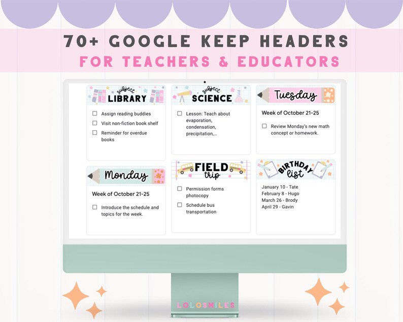 Google Keep Headers for Teachers and Educators, Digital Task Tracker ...