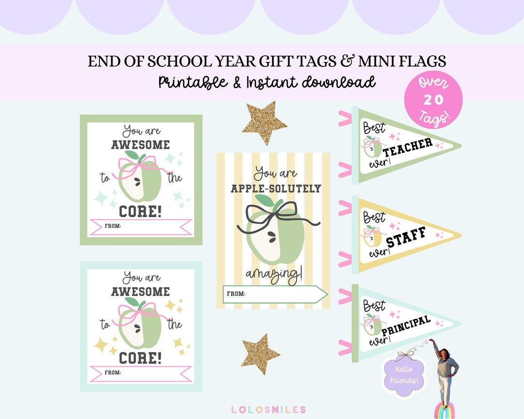 End of Year Teacher Gift Tags Printable | End of Year Student Gifts ...