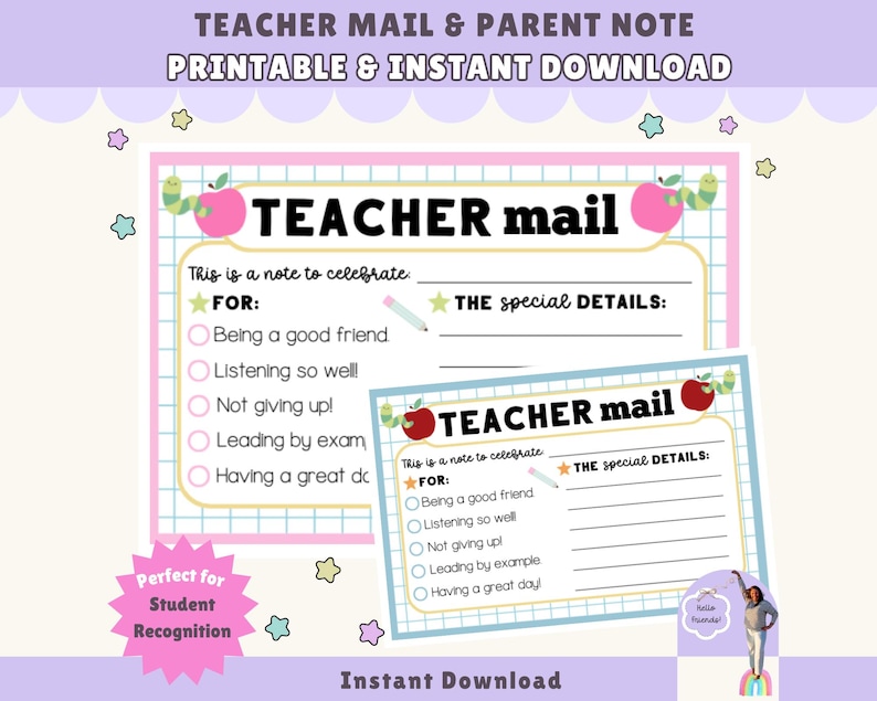 Printable Teacher Note Template: Student Behavior Management (PDF ...