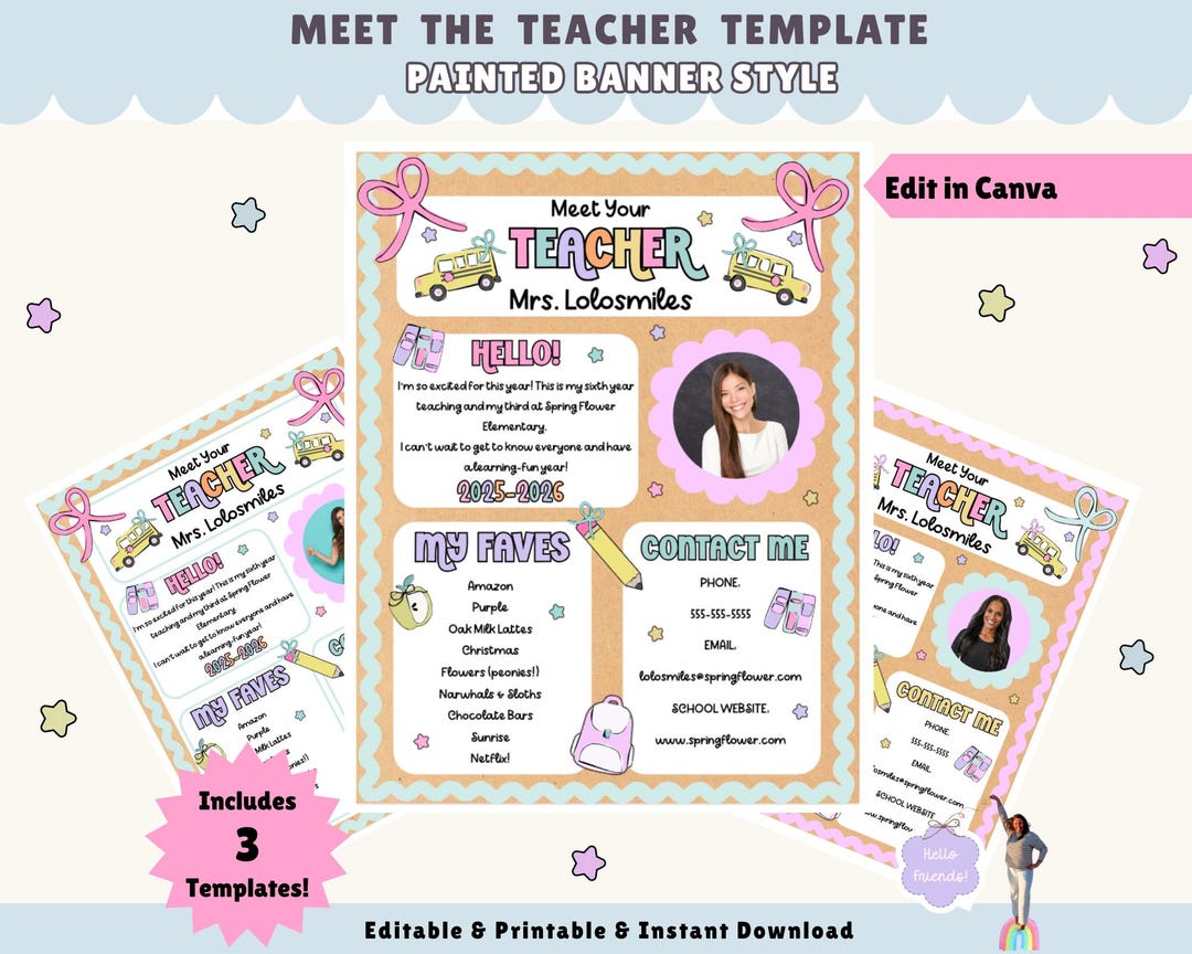Meet the Teacher Template: Painted Banner, Back to School Flyer (canva ...