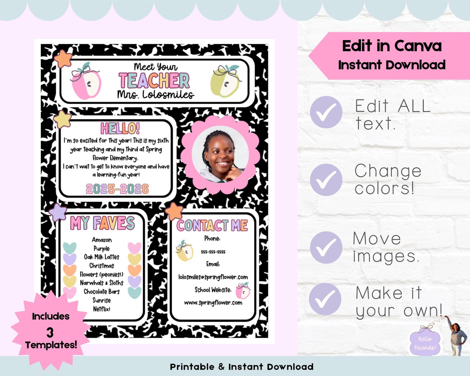 Meet the Teacher Editable Template, Composition Notebook, Back to ...