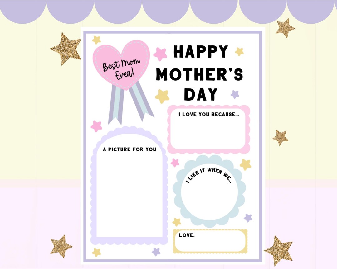 Mother's Day Card Printable for Kids, All About My Mom Craft & Activity ...