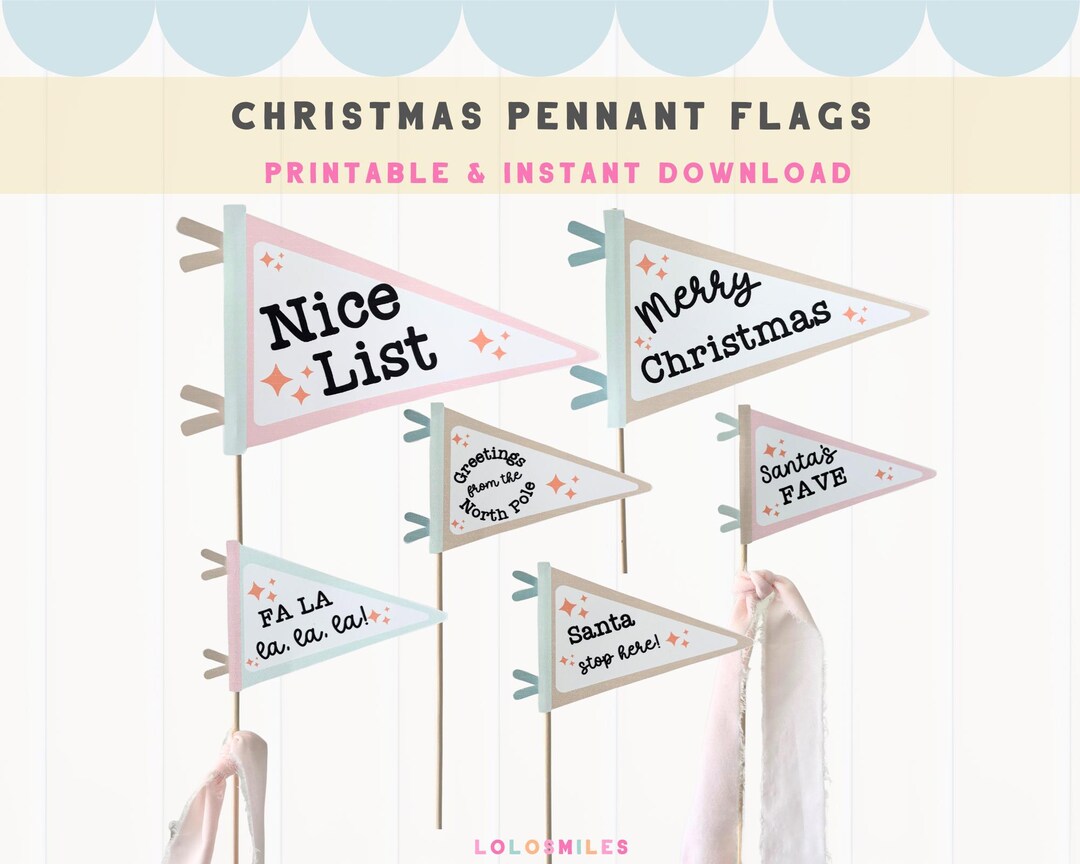 Printable Christmas Pennant Flags: Perfect Burr Basket Fillers & Decor ...
