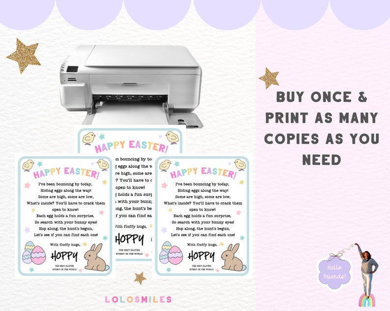 Easter Bunny Letter Printable, Easter Egg Scavenger Hunt Sign, Hoppy the Easter Bunny Poem ...