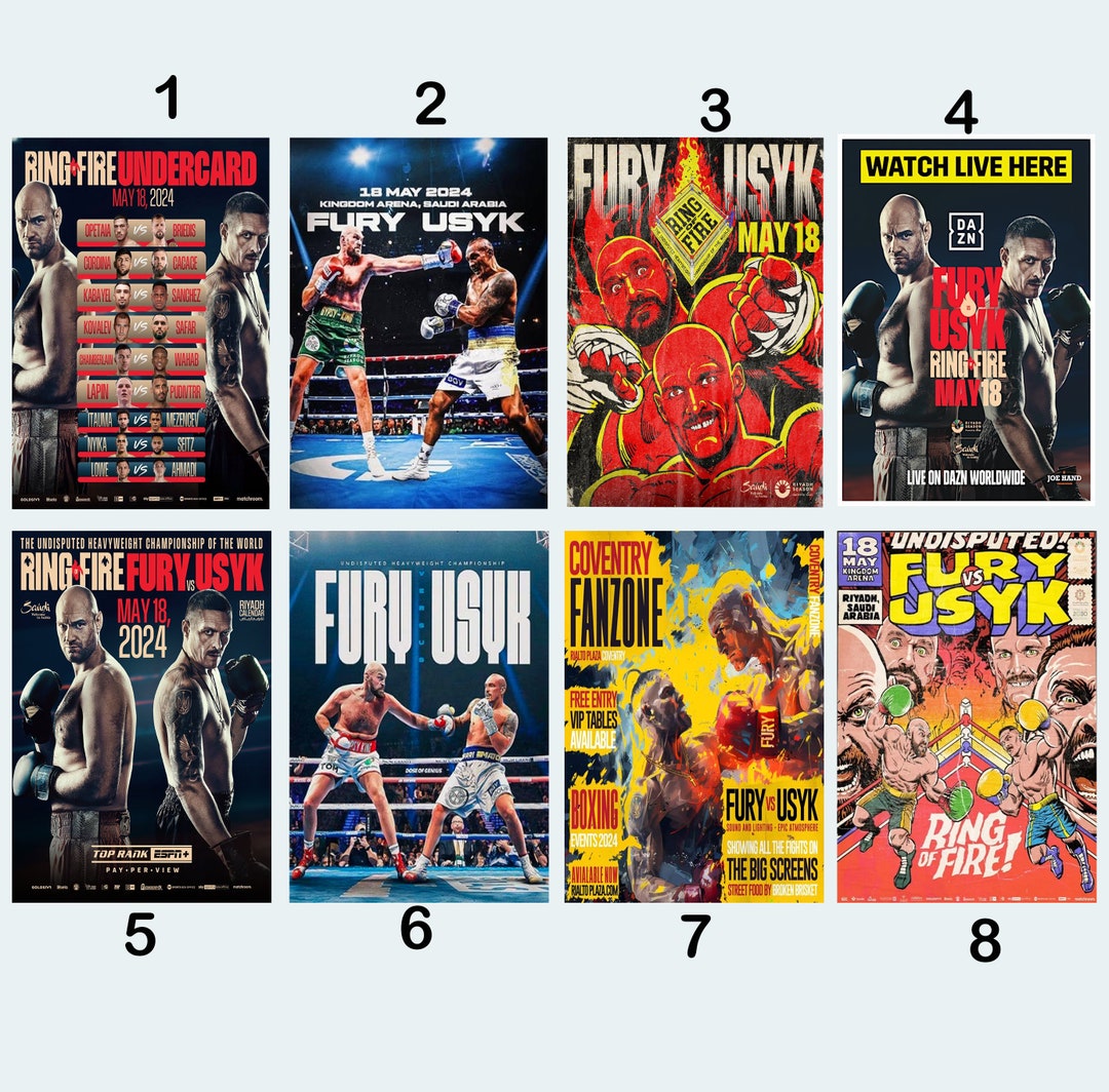 Custom Tyson Fury Vs Oleksandr Usyk May 18 2024 Boxing Fight Poster ...