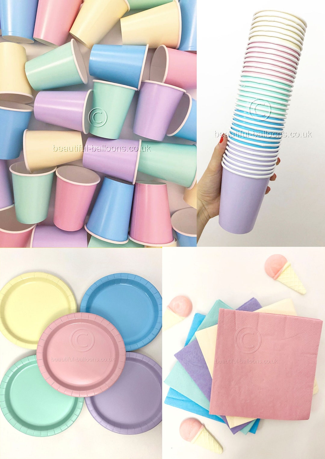 Ice Cream Pastel Rainbow Party Kit! Cups, Napkins and Plates! - Etsy UK