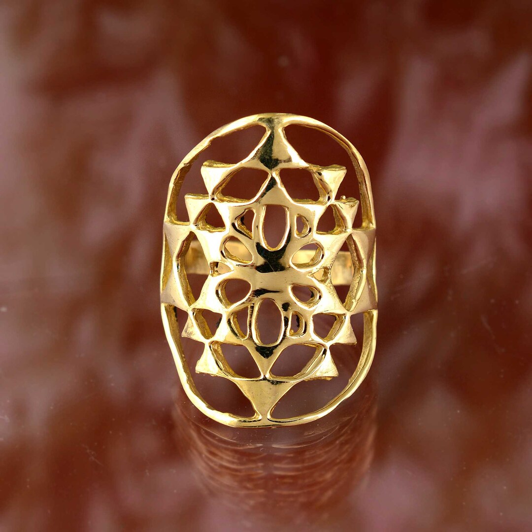 Sri Yantra Ring, Sacred Geometry Ring, Silver Sri Yantra Ring, Handmade ...