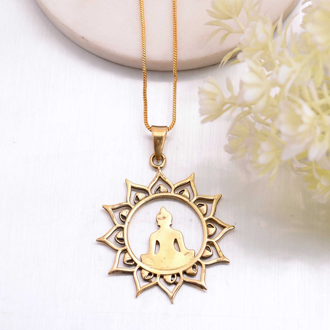 Gold Buddha Necklace, Spiritual Buddhism Pendant, Personalized Buddha ...