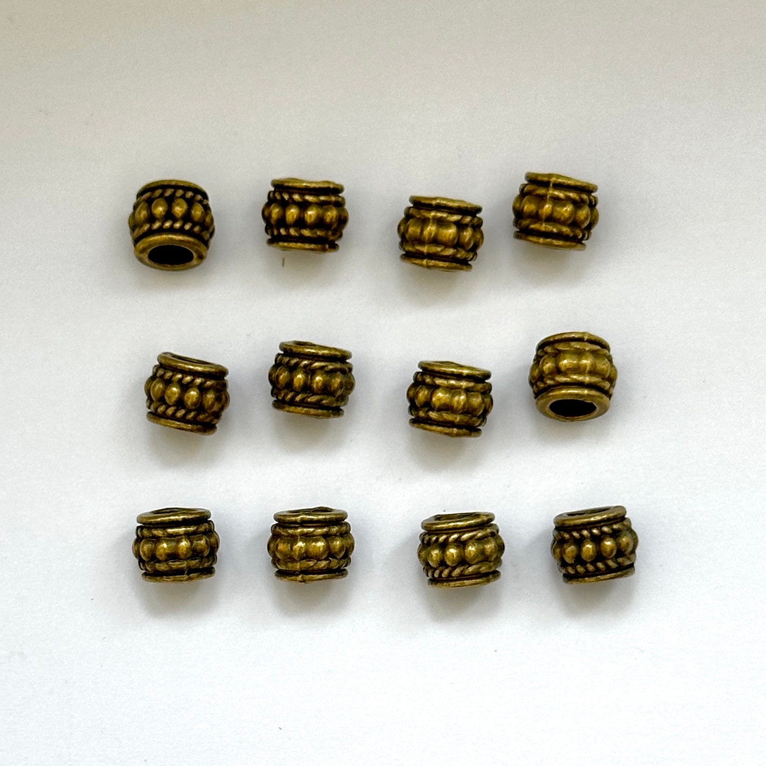 30 Antique Bronze Beads, Large Hole Beads, Big Hole Beads, Rustic ...