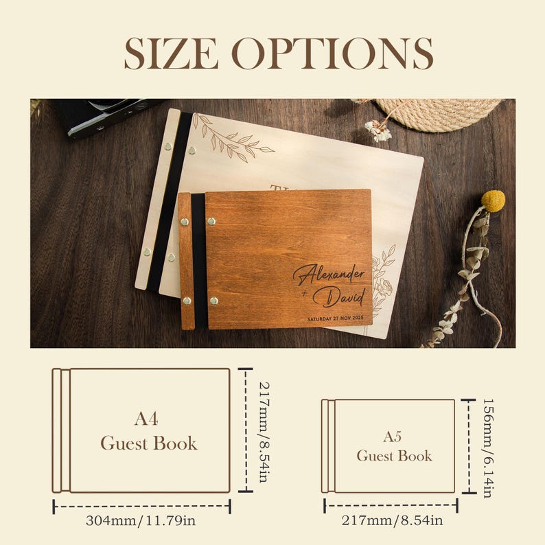 Custom Wooden Wedding Guest Book, Rustic Sign Book for Reception ...
