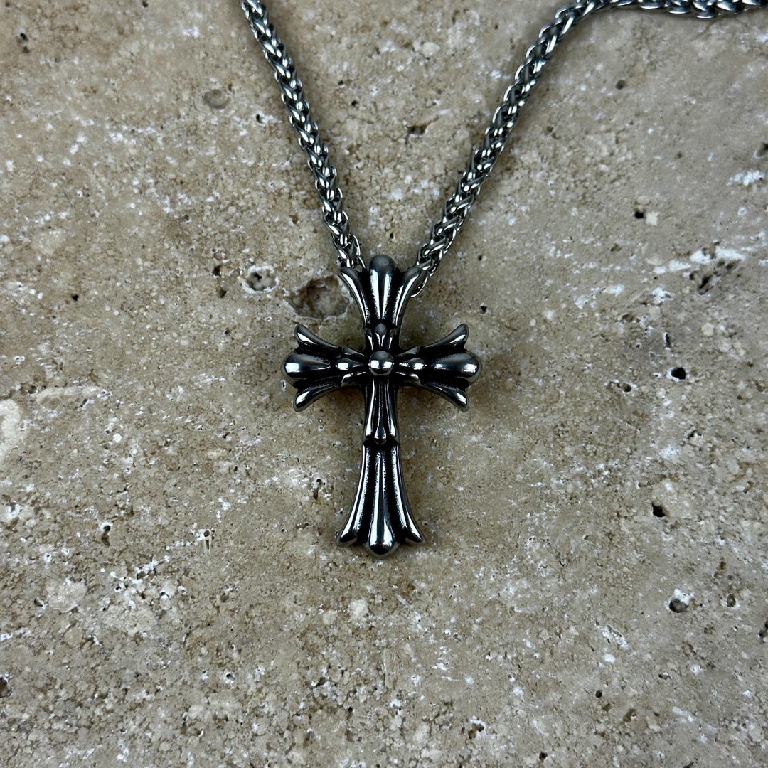 Chrome Hearts Cross Engraved Pendant Silver Box Set Gift - Etsy