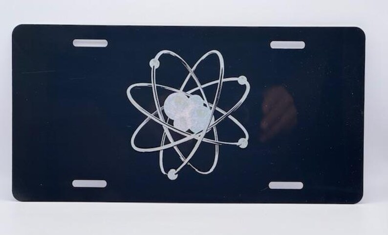 Black Laser Engraved ATOM License Plate - Etsy