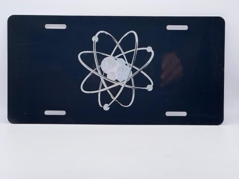 Black Laser Engraved ATOM License Plate - Etsy