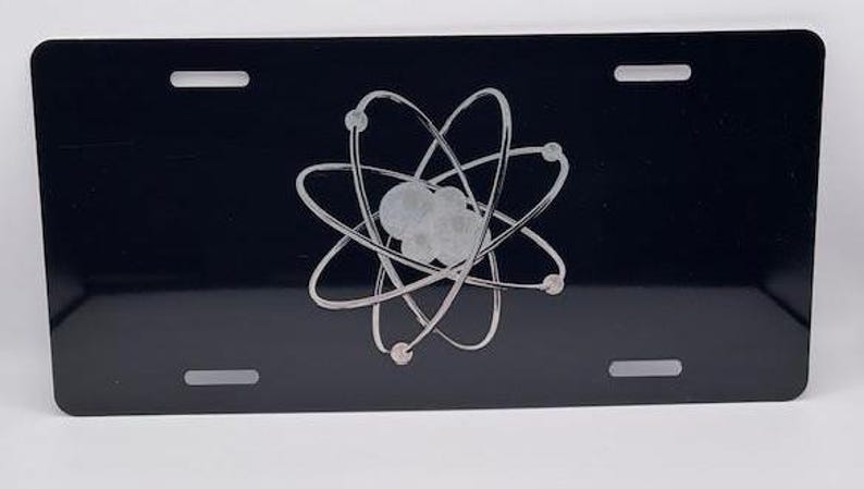 Black Laser Engraved ATOM License Plate - Etsy