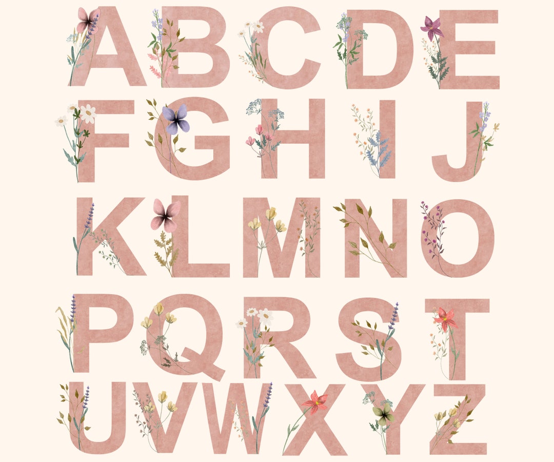 Floral Alphabet Clipart ABC Flowers PNG Clipart alphabet - Etsy