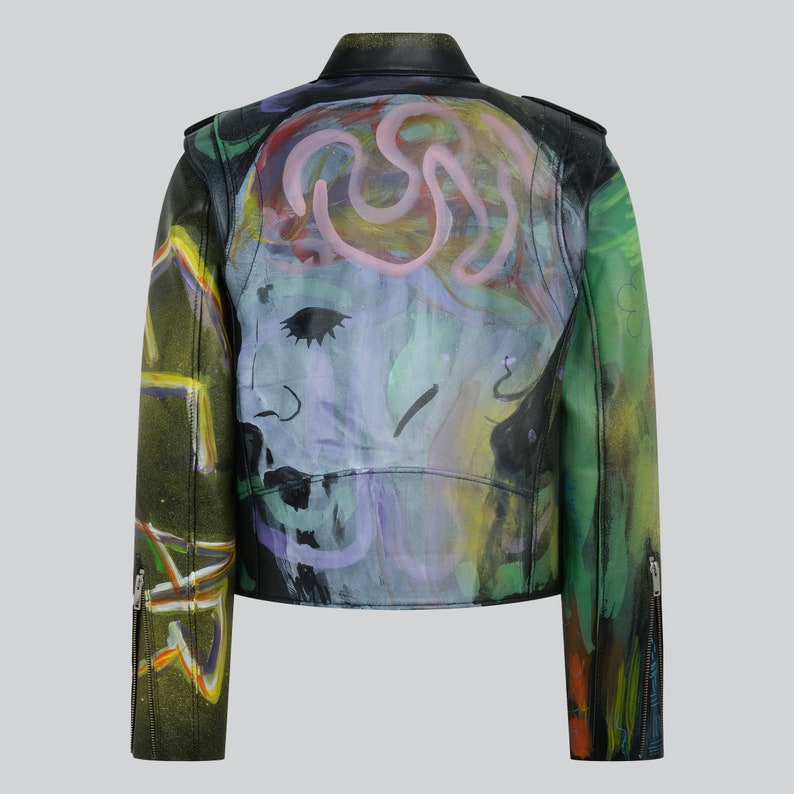 Leather Jacket for Woman, Hand Painted Leather Jacket, Handmade Leather ...