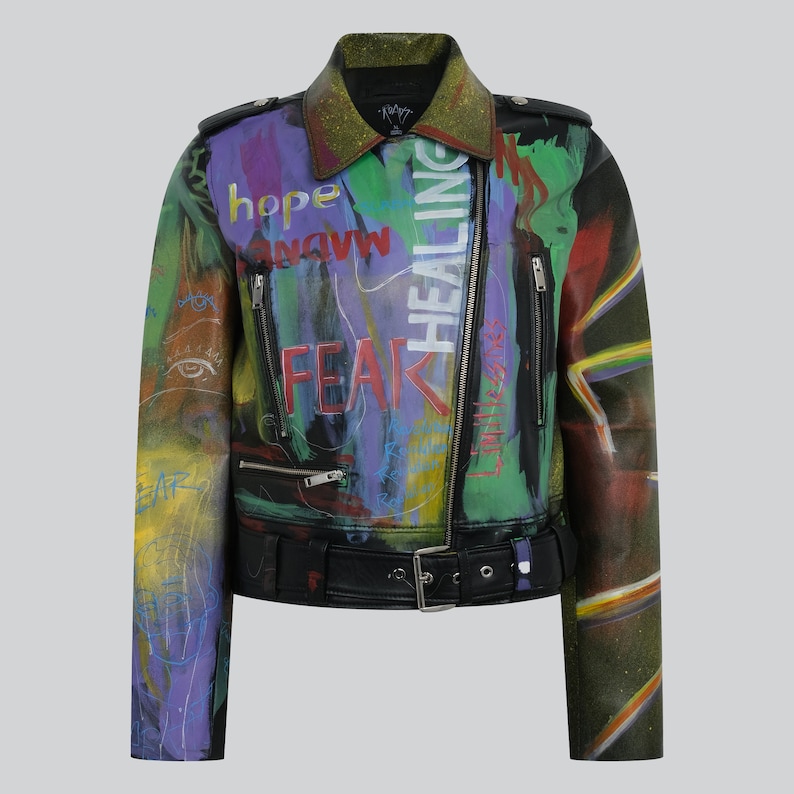 Leather Jacket for Woman, Hand Painted Leather Jacket, Handmade Leather ...