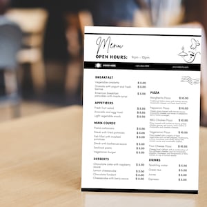 Minimal Restaurant Menu Template, Restaurant Menu Design, Editable ...