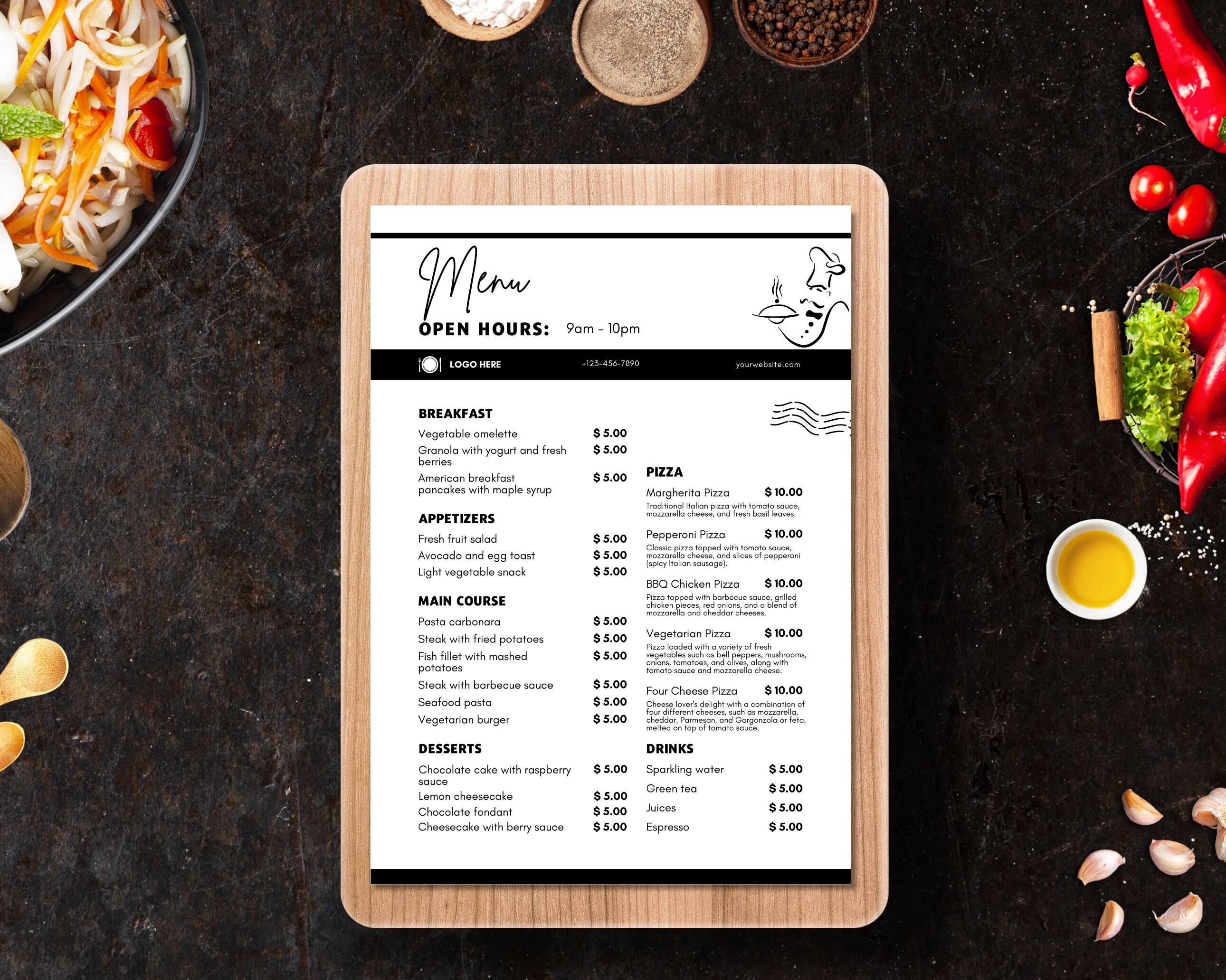 Minimal Restaurant Menu Template, Restaurant Menu Design, Editable ...