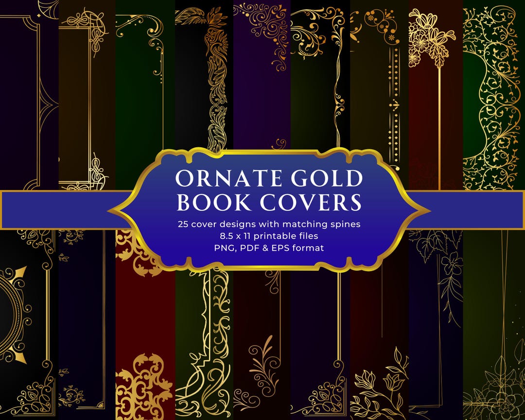 Ornate Gold Book Covers: Vintage Style Printable Designs (digital ...