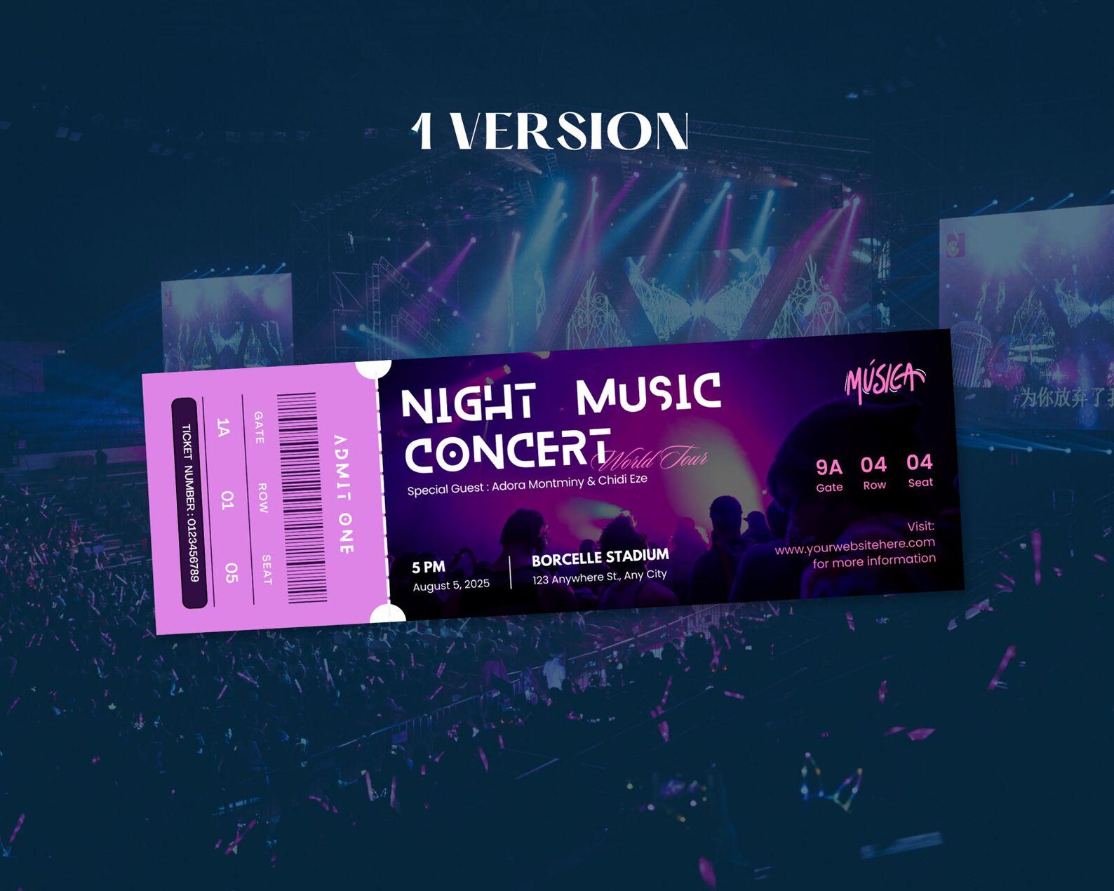 Custom Concert Ticket Template, DIY Event Ticket , Editable Concert ...