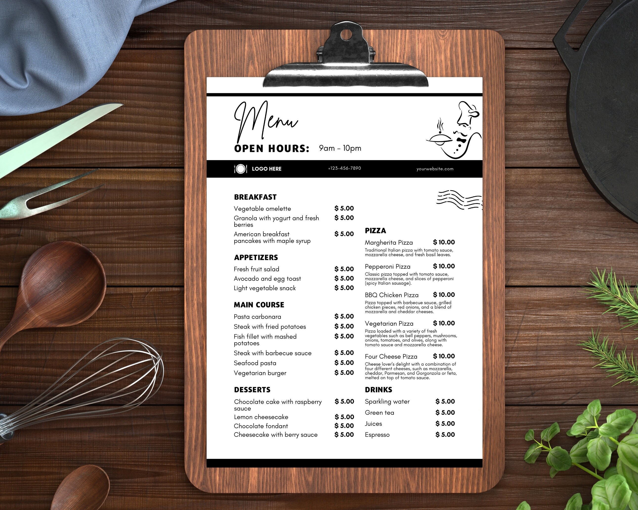 Minimal Restaurant Menu Template, Restaurant Menu Design, Editable ...