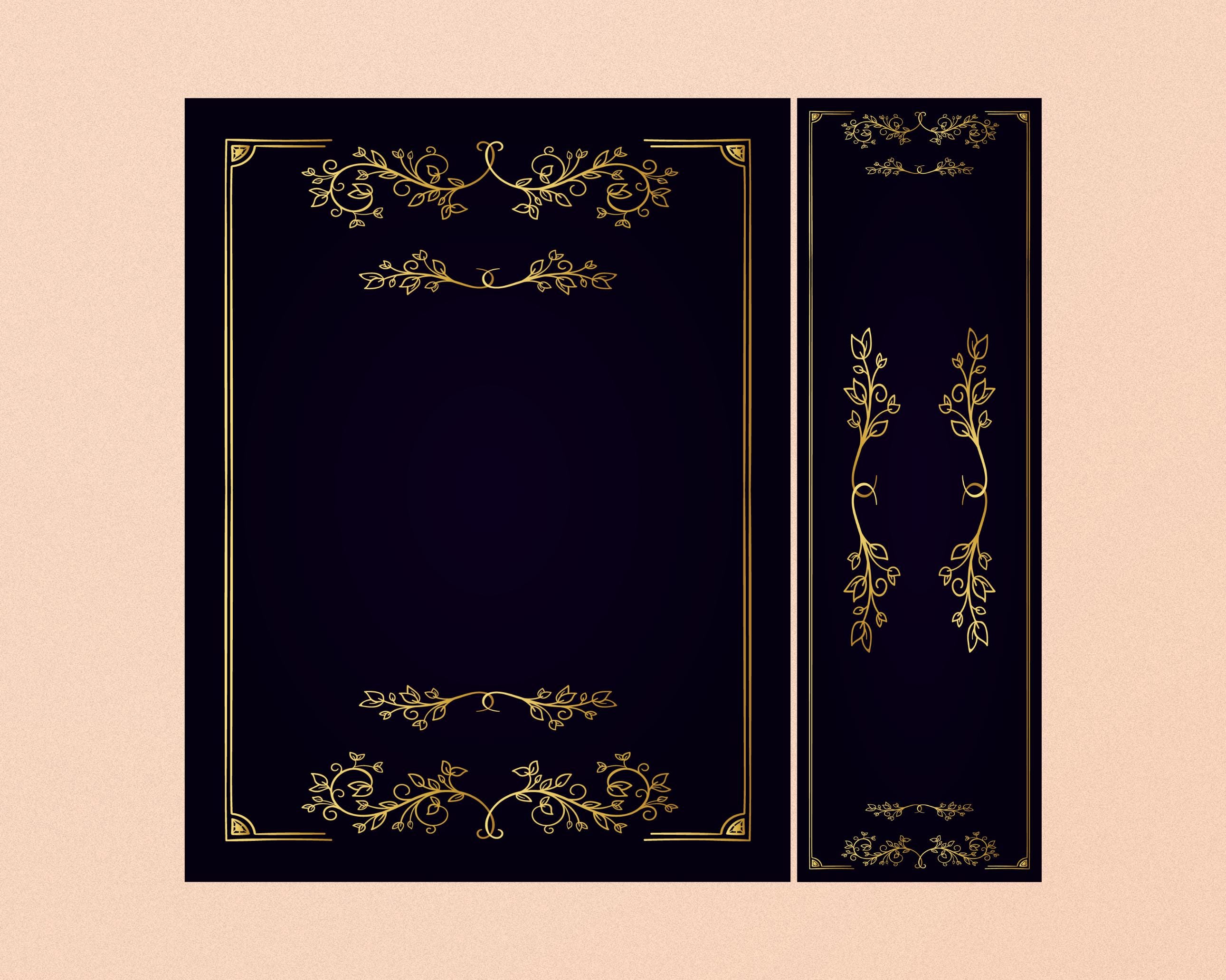 25 Ornate Gold Book Covers Set, Printable Gilded Book Covers 8.5 X 11 ...