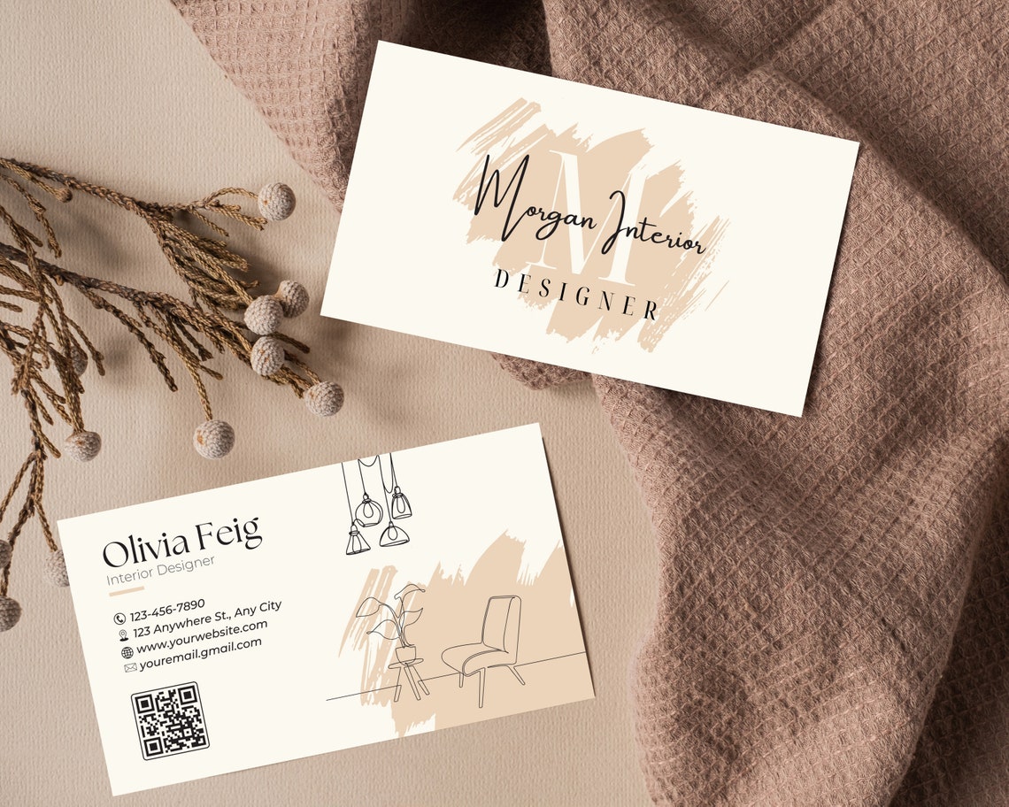 Interior Design Business Card, Architect Business Card, Minimalist ...