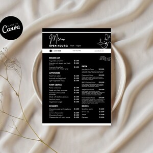 Minimal Restaurant Menu Template, Restaurant Menu Design, Editable ...