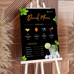 Signature Drink Sign, Bar Menu Template, 50+ Drinks and Garnishes ...