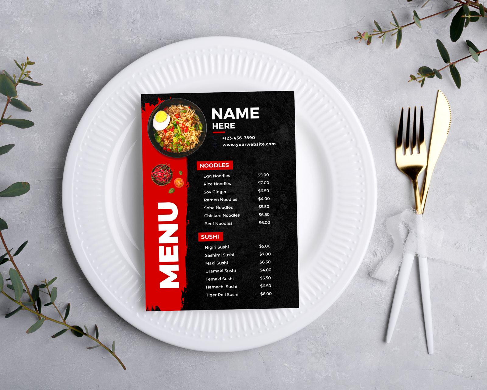 Restaurant Menu Template , Modern Cafe Menu, Printable Restaurant Food ...