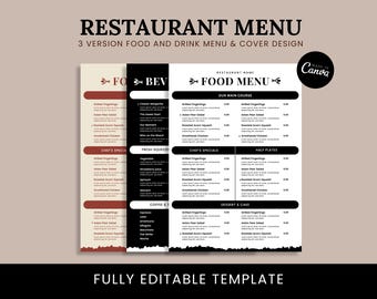 Canva Editable Menu, Digital Restaurant Menu Flyer Template,food Menu ...