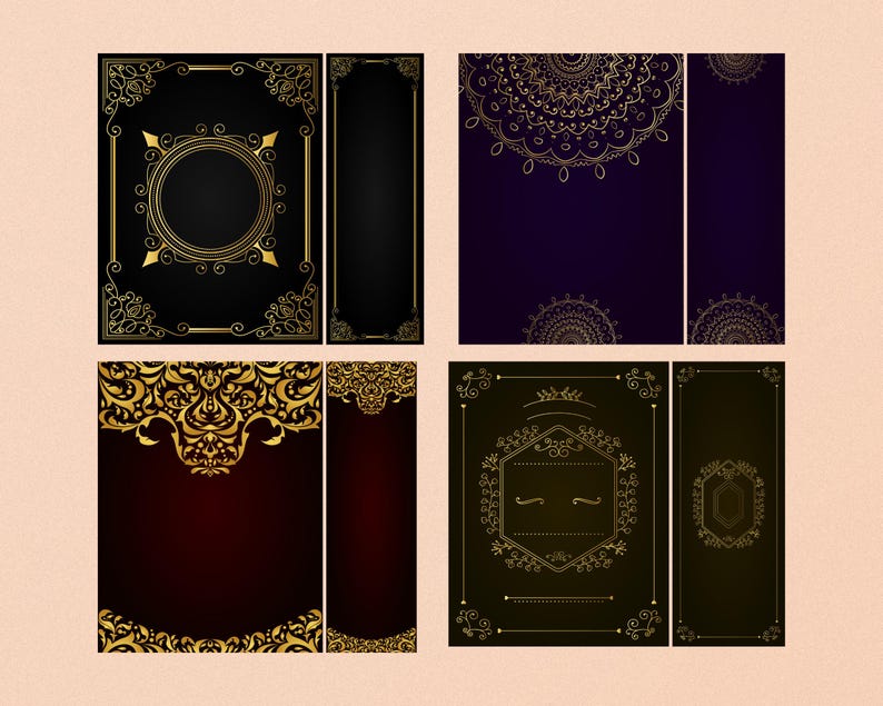 25 Ornate Gold Book Covers Set, Printable Gilded Book Covers 8.5 X 11 ...