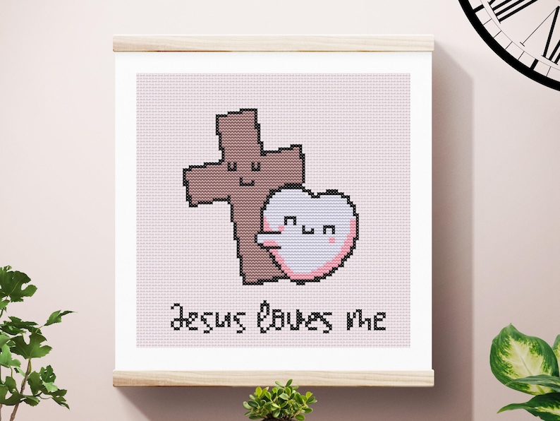Jesus Loves Me Cross Stitch Pattern PDF | Cute Christian Cross and ...