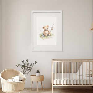 Set of 3 Teddy Bear Nursery Wall Art, Animal Print Nursery, Nursery ...